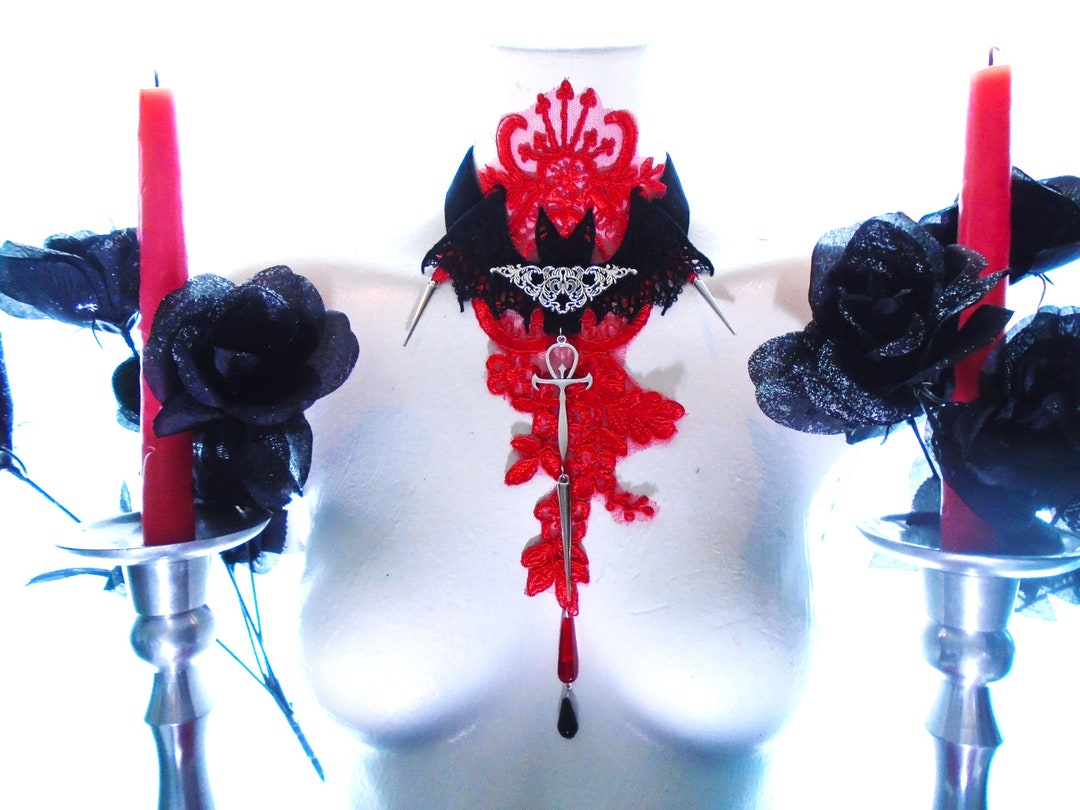 Bloodline Vampire Bat Choker Red and Black Choker Vampire Necklace Bat ...