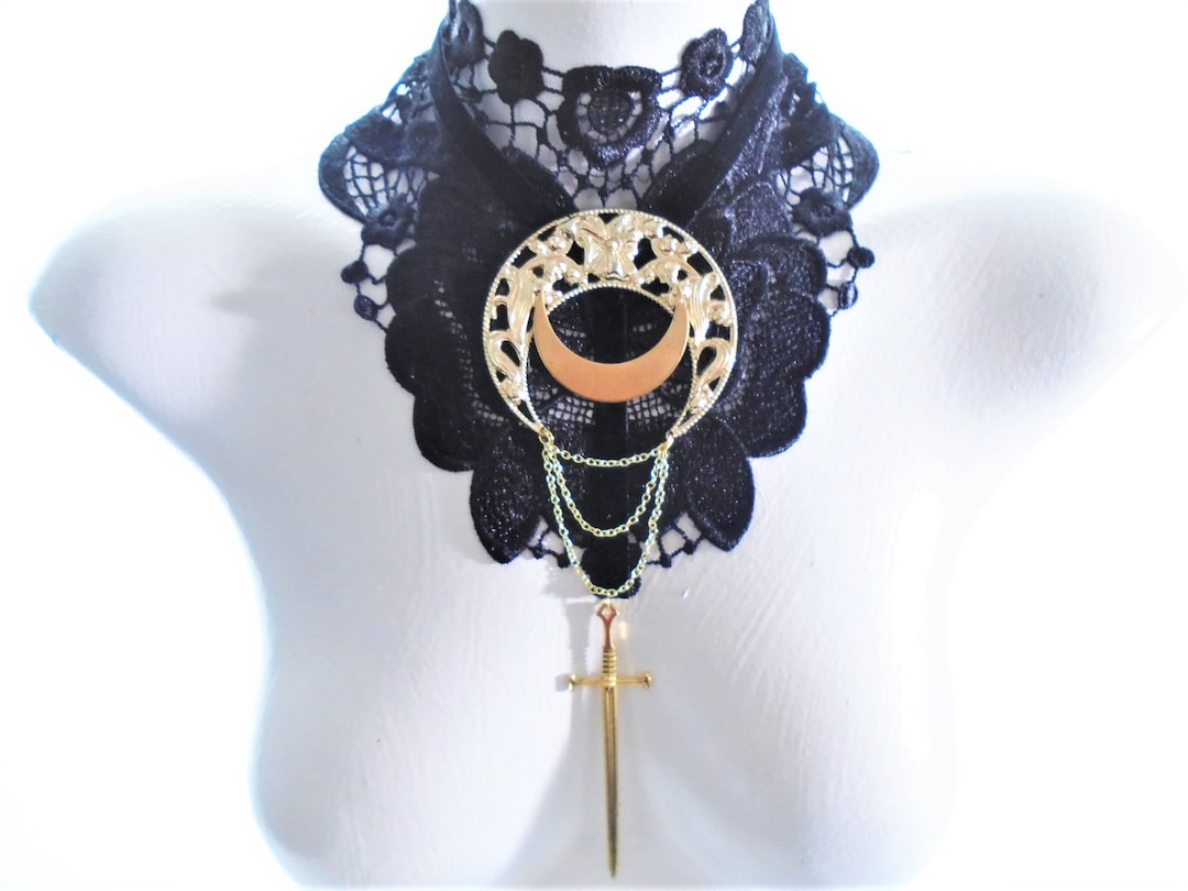 Moon and Sword Moon Necklace Sword Necklace Moon Jewelry - Etsy
