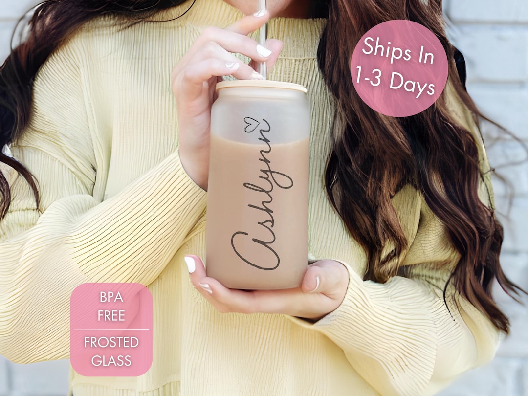 Custom 16oz Frosted Libby Cup, Personalized Name Glass, Bridesmaid ...