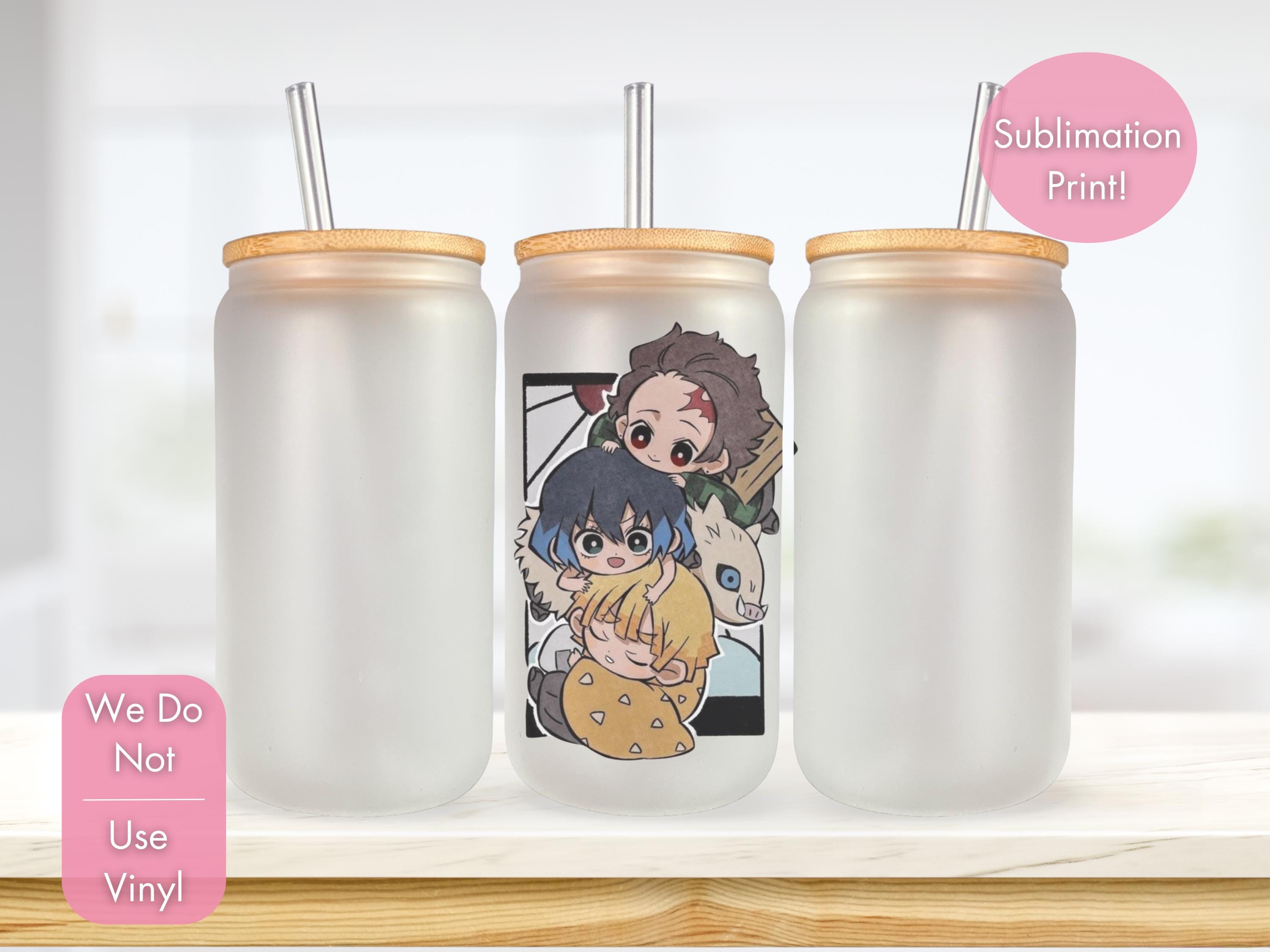 Tanjiro X Inosuke X Zenitsu 16oz Customized Frosted Libby Glass Custom ...