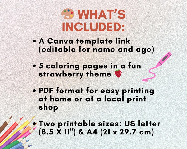 Editable Strawberry Coloring Page,personalized Name & Age,printable ...