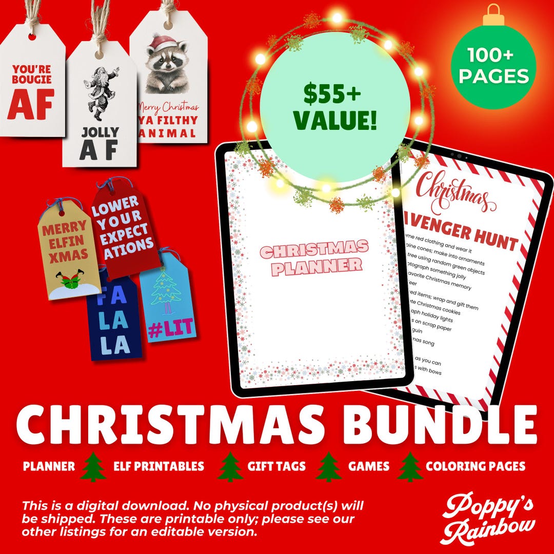Christmas Planner Bundle: Elf Printables, Games, Gift Tags (digital ...
