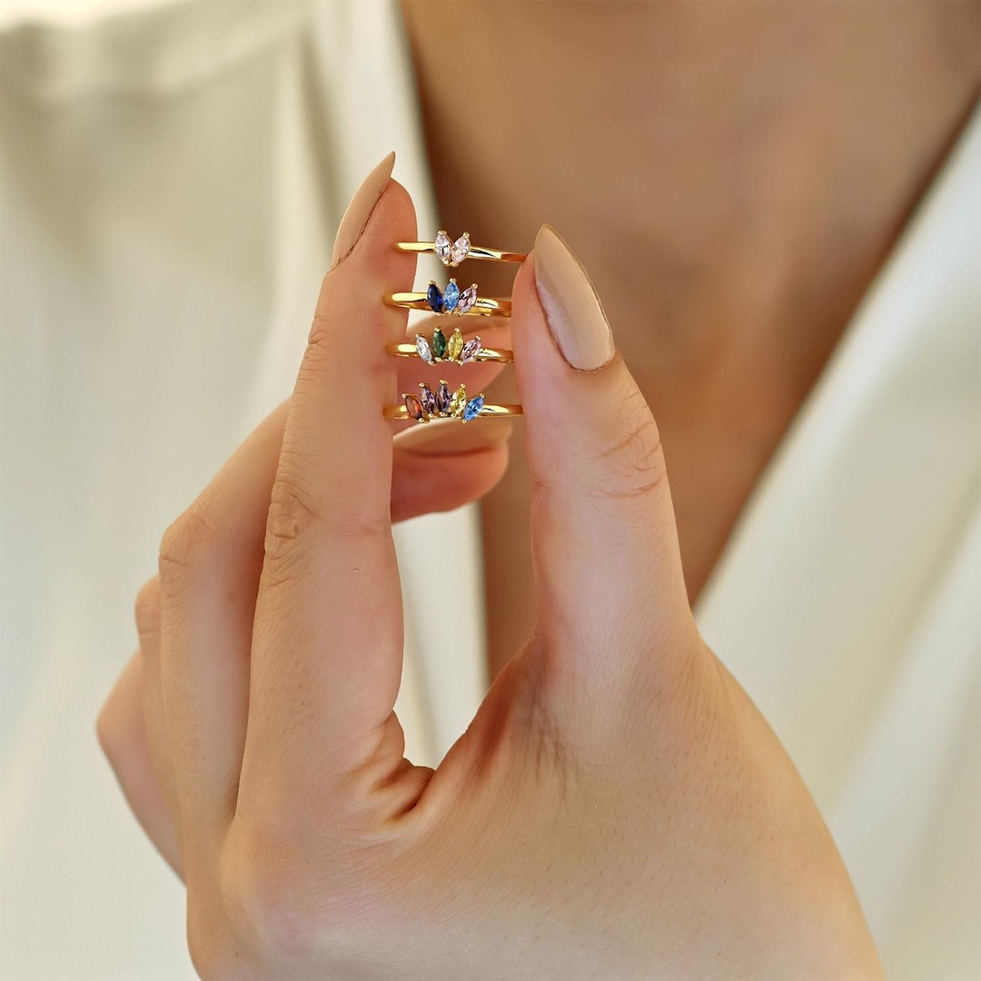 Family Birthstone Ring, Personalized Multi-stone Rings, Elegant Ring Gift for Her, Birthstone ...