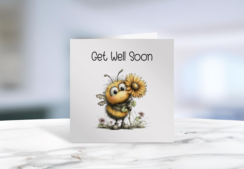 Bee Sunflower Get Well Soon Card – Thoughtful Recovery Wishes, UK ...