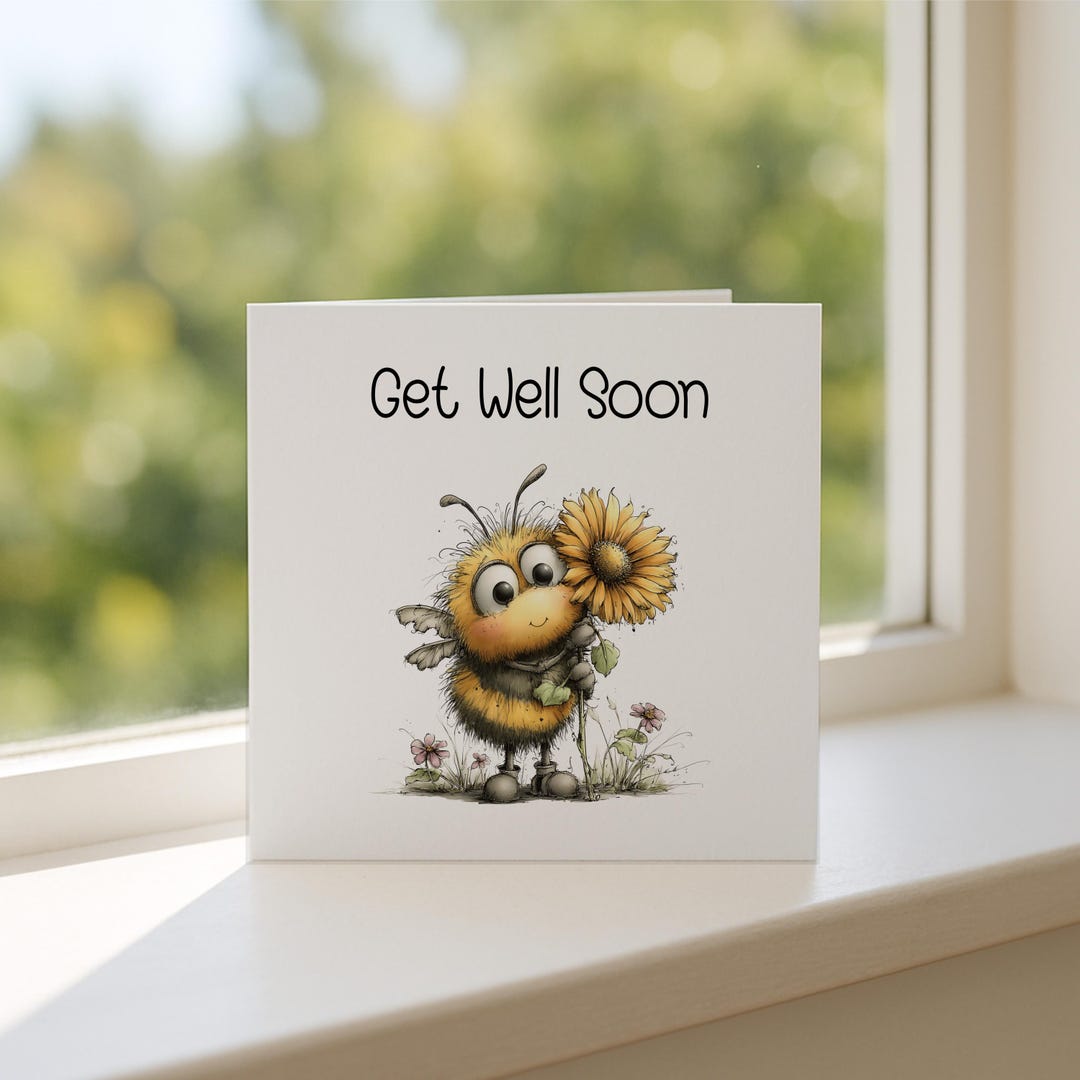 Bee Sunflower Get Well Soon Card – Thoughtful Recovery Wishes, UK ...