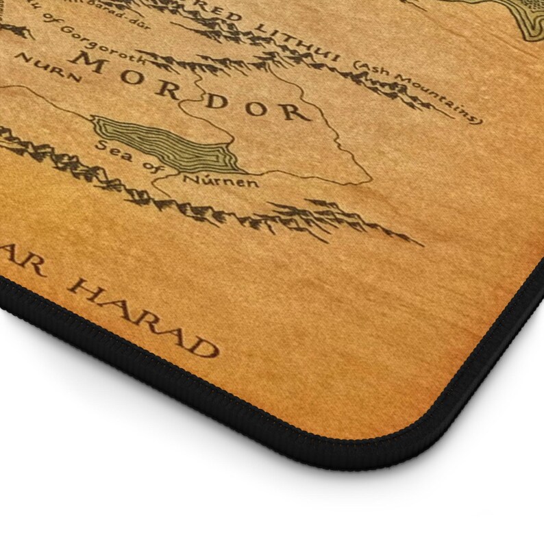 Middle Earth Map Mouse Pad, Vintage Fantasy World, High Quality ...