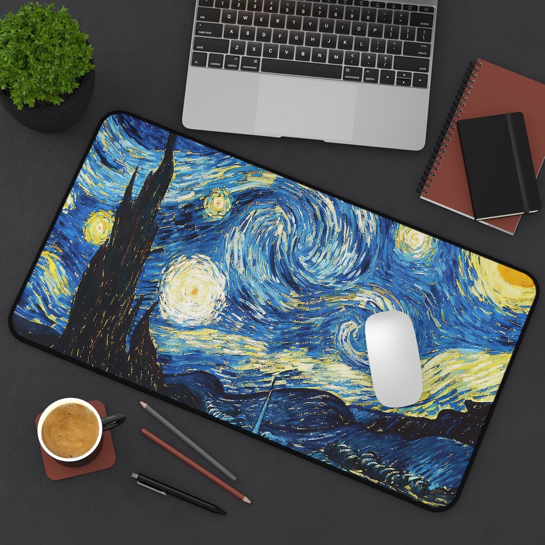 Starry Night Mouse Pad, Vintage Vang Gogh Art, High Quality Mousepad ...