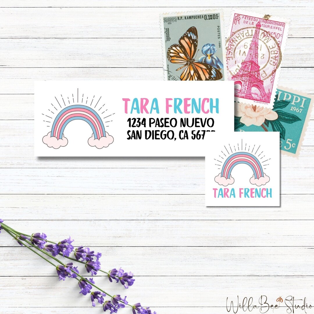 Transgender Rainbow Pride Address Labels and Stickers | Trans Labels ...