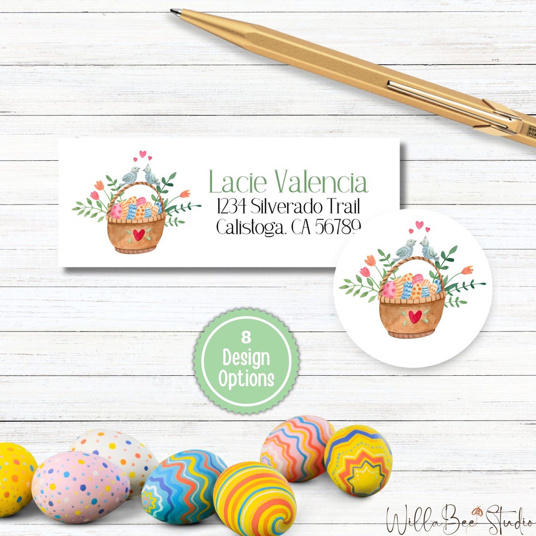 Easter Address Labels and Envelope Stickers | Pretty Easter Basket ...