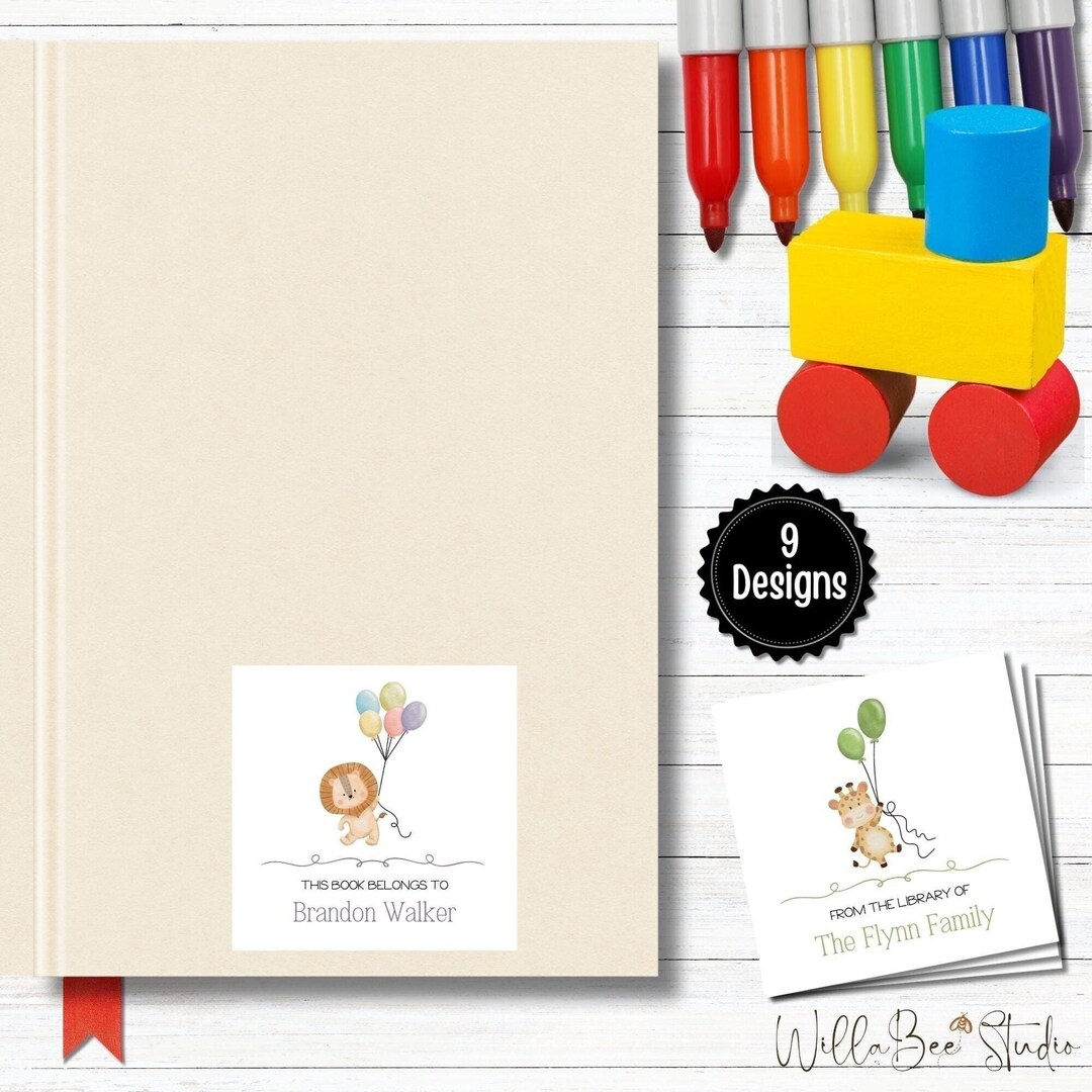 Baby Animals With Balloons Bookplates | Baby Animal Book Labels ...