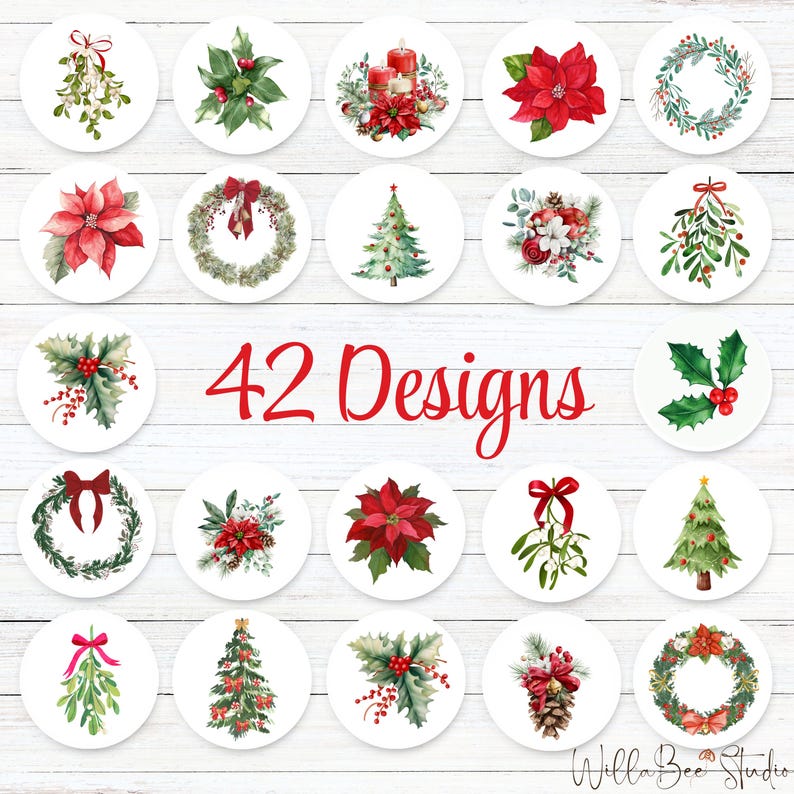 Christmas Stickers | Holiday Stickers | Mistletoe Stickers | Christmas ...