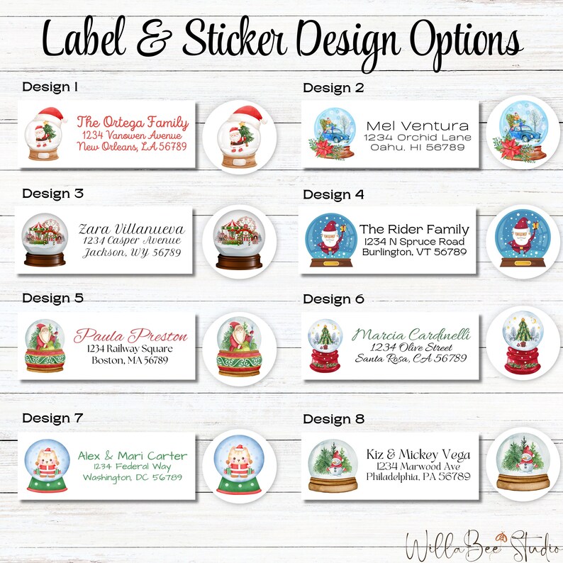 Christmas Snow Globe Return Address Mailing Labels and Envelope ...