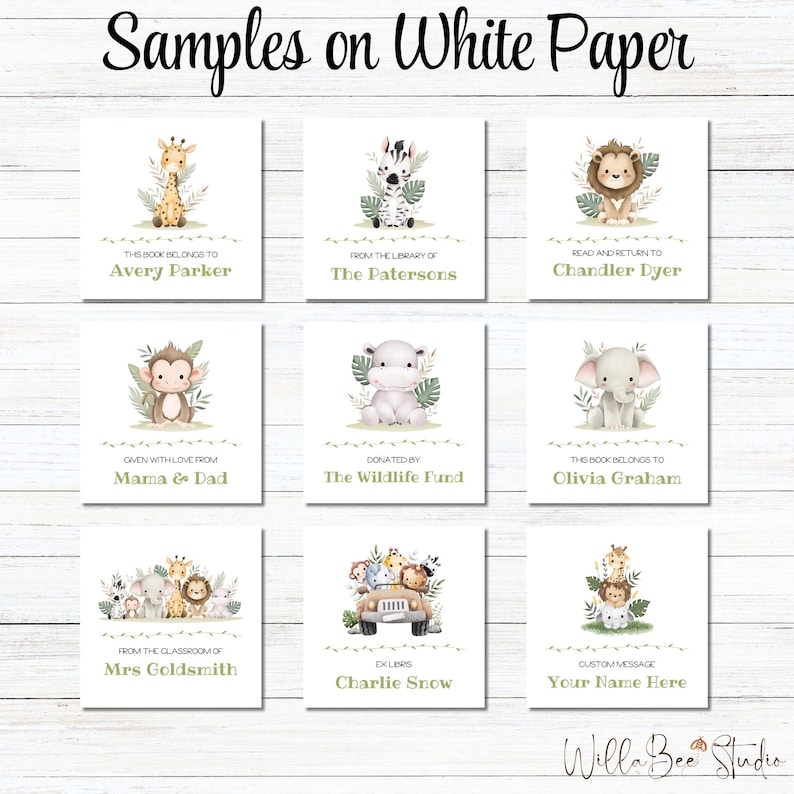 Children's Baby Safari Animal Bookplates | Kids Bookplates ...