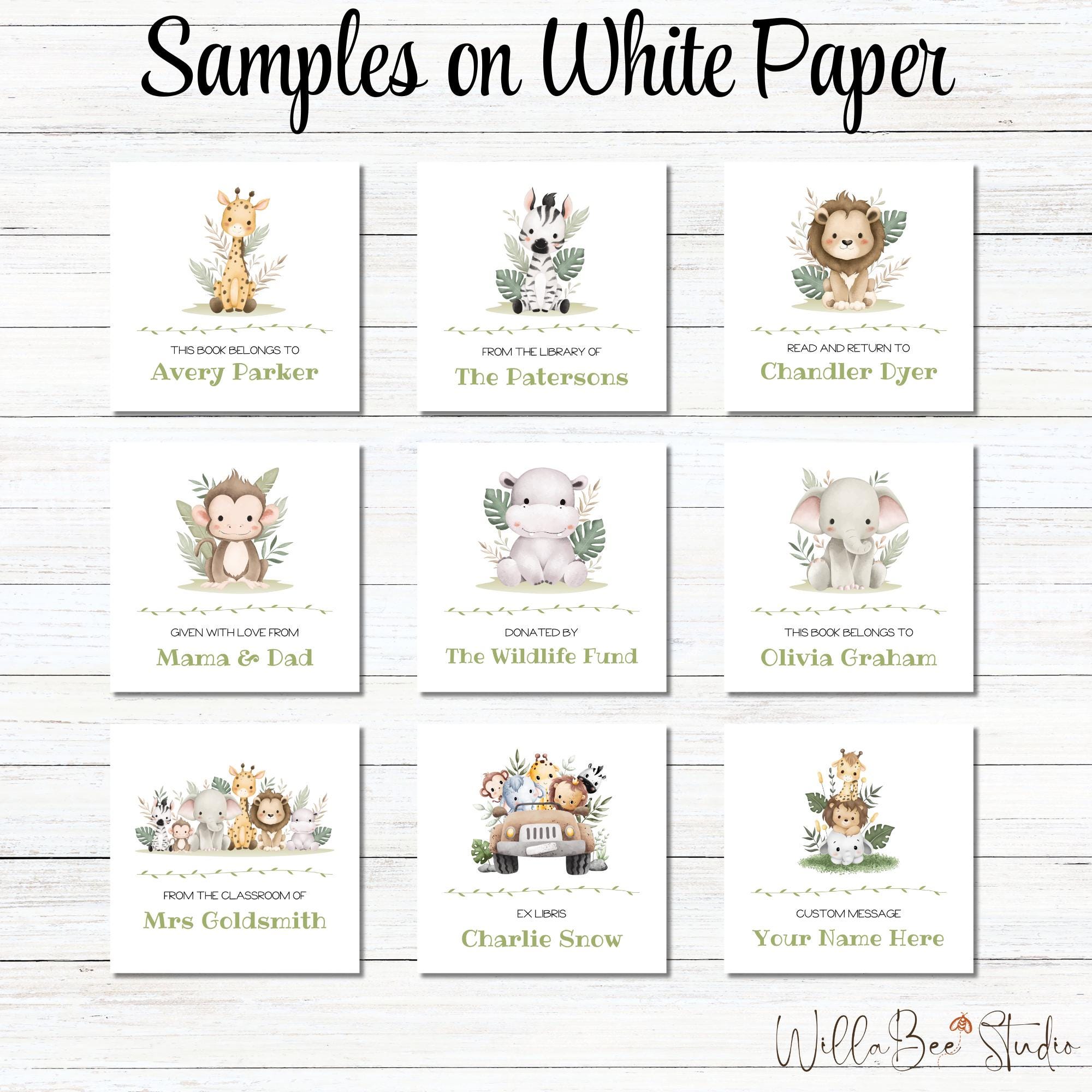 Children's Baby Safari Animal Bookplates | Kids Bookplates ...