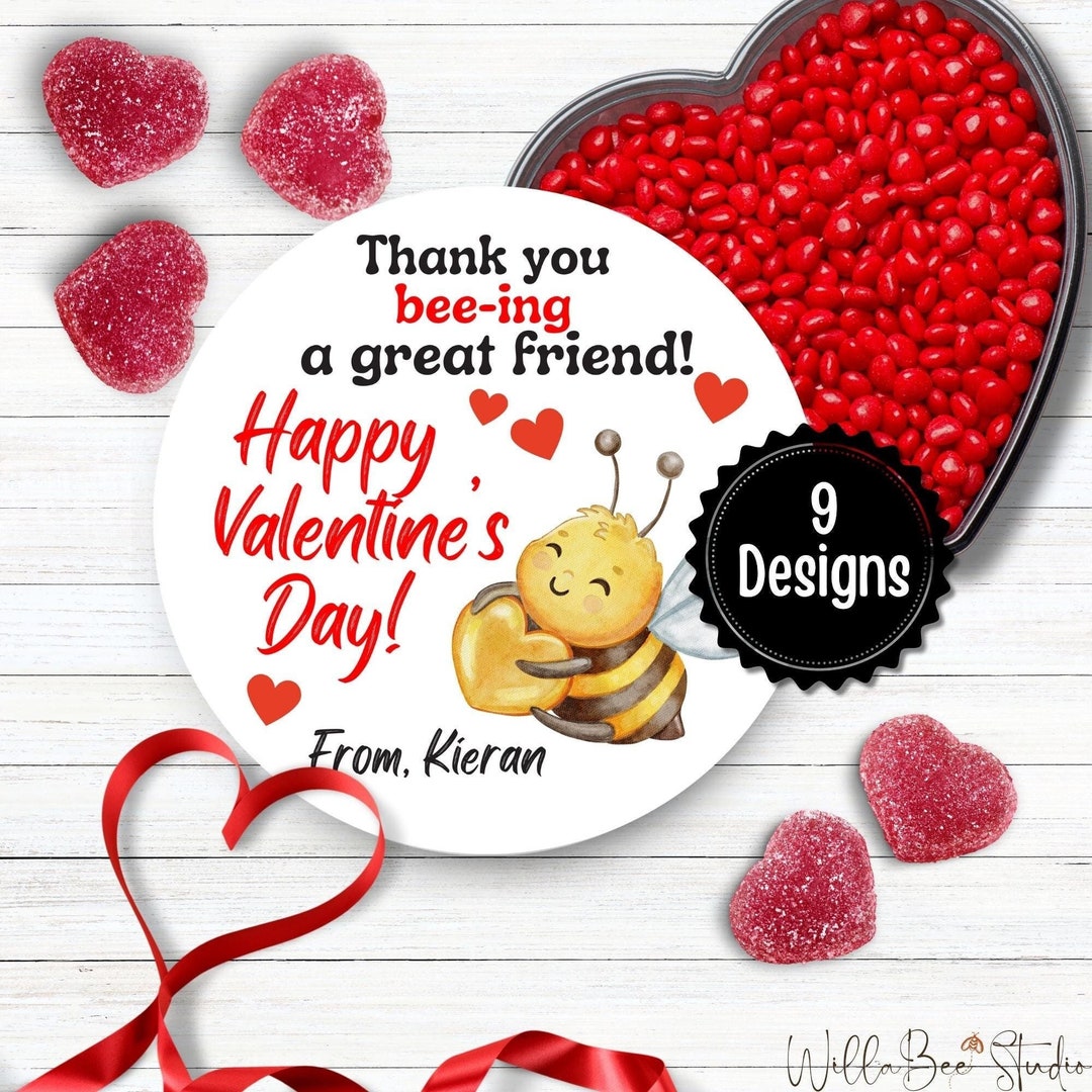Kids Honey Bee Valentine Stickers | Honey Bee Party Favor Stickers ...