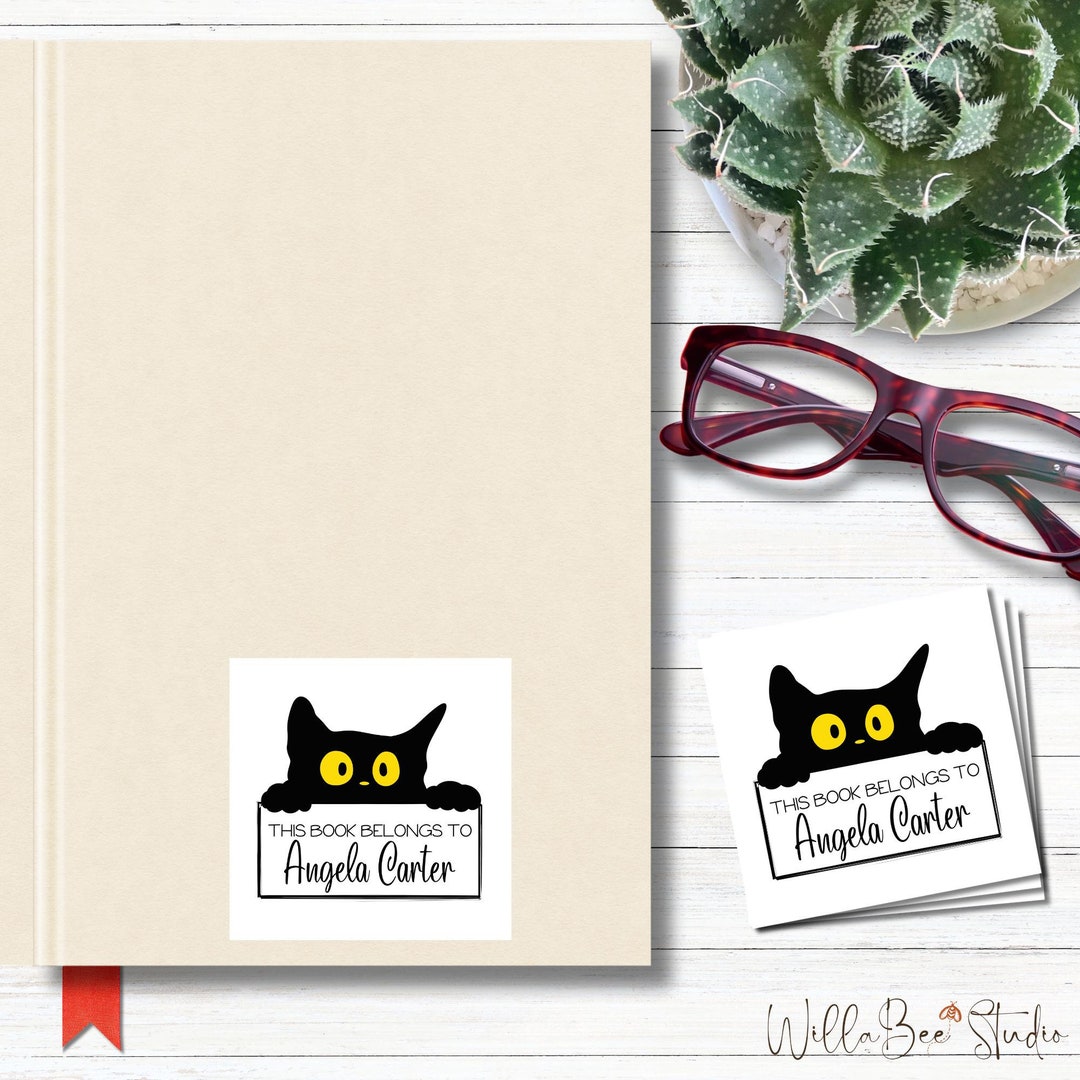 Black Cat Bookplate | Cat Bookplate | Mischievous Cat | Cat Peeking ...