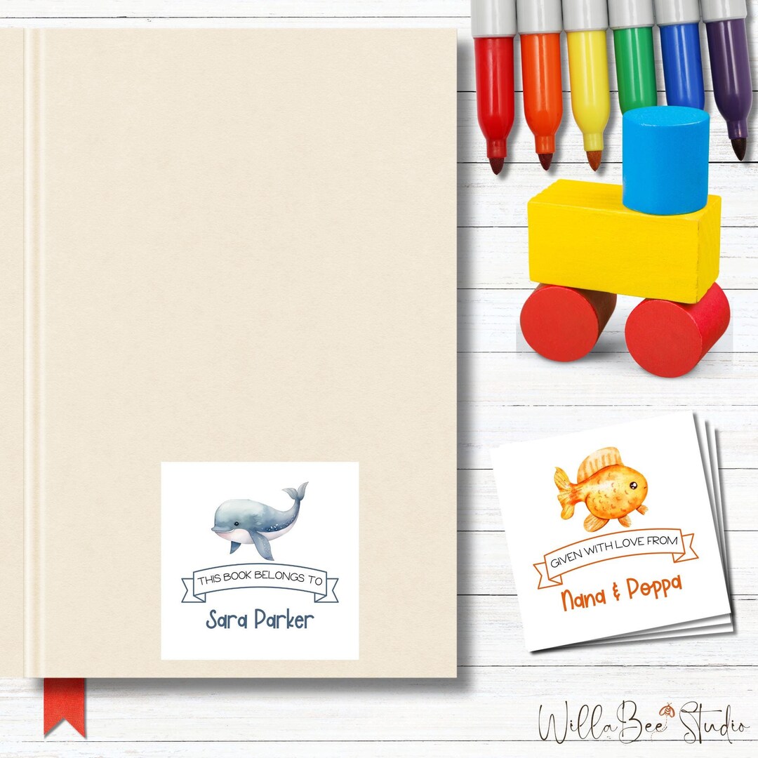 Children's Sea Creature Bookplates Kids Bookplates Customizable Kids ...