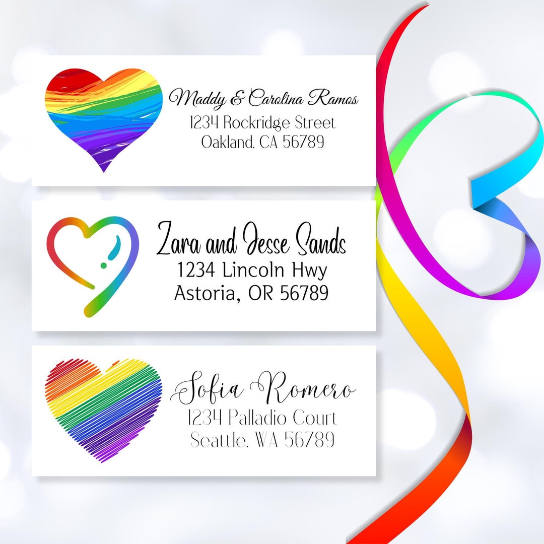 Rainbow Pride Mailing Labels | Pride Labels | Rainbow Heart Labels ...