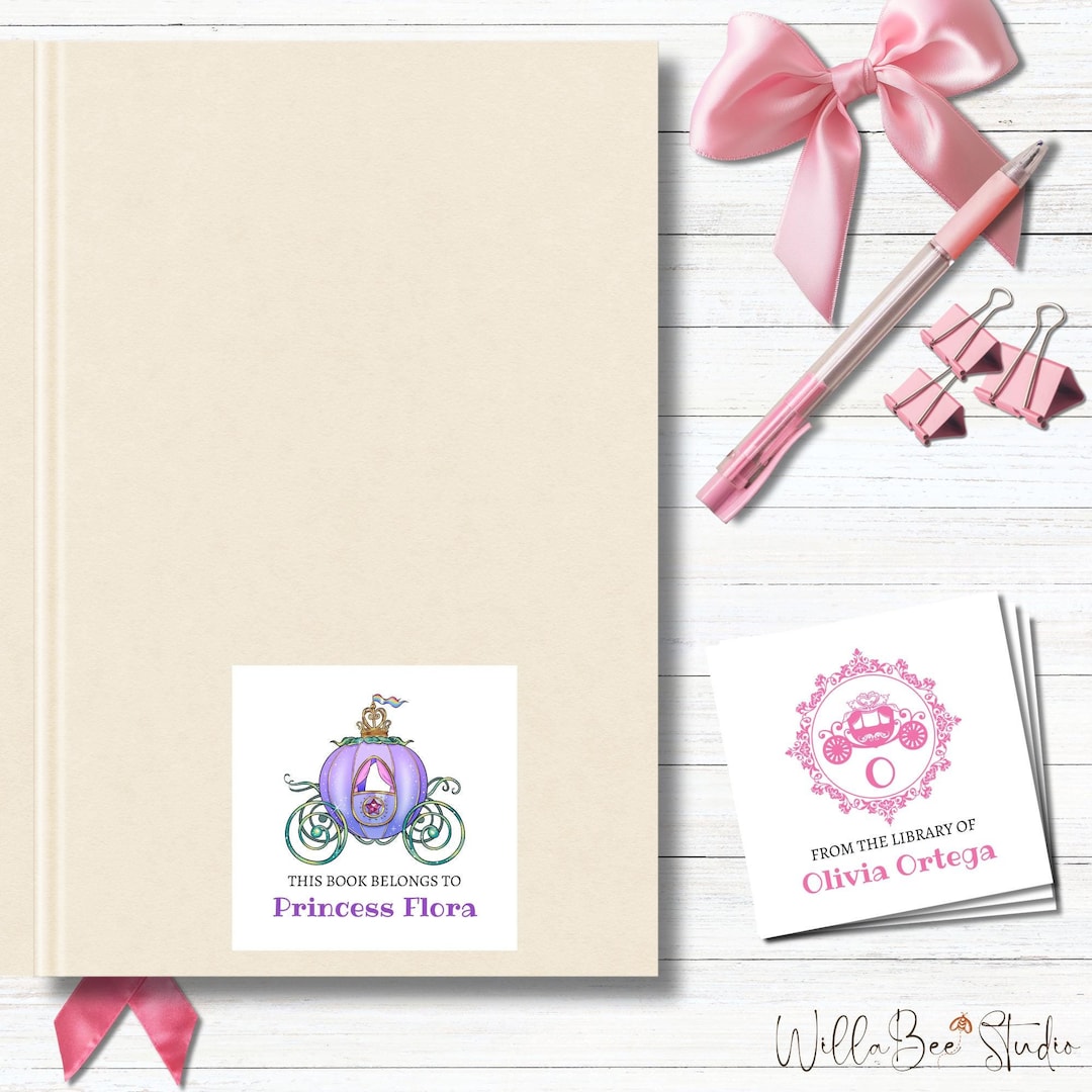 Princess Carriage Bookplate | Princess Carriage Sticker | Princess ...