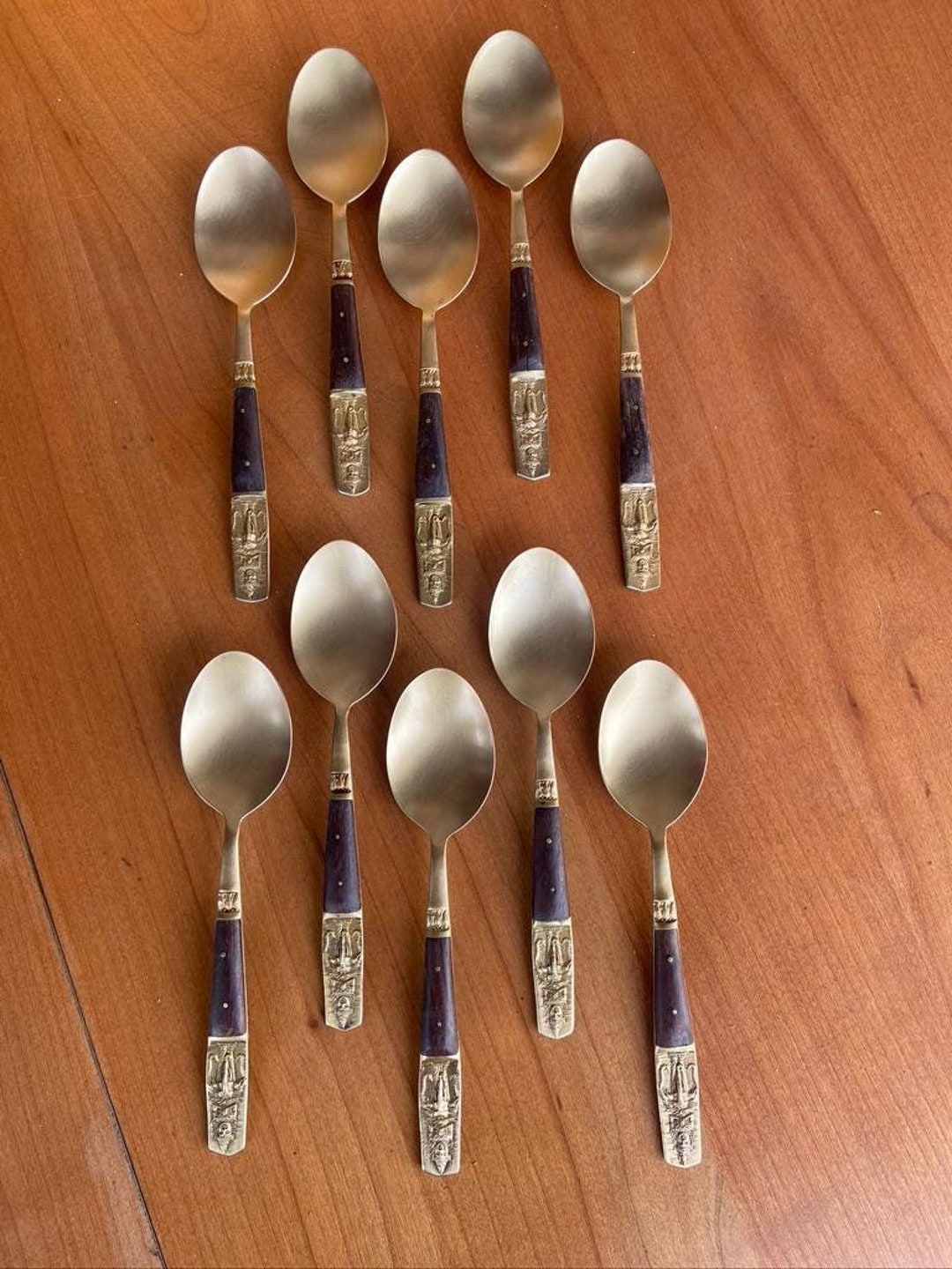 Thailand Hindu God Elephant Teak Rosewood Nickel Bronze Flatware 10 ...