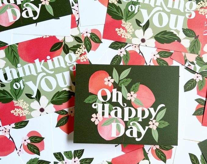 Just Peachy Postcard Set, 8 Postcards, Oh Happy Day, Thinking of You ...
