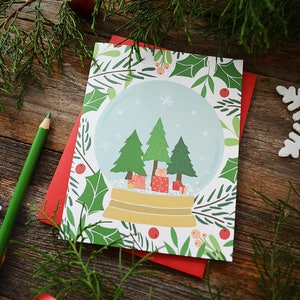 Snow Globe Christmas Card, Seasonal Greeting Card, Merry Christmas ...