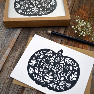 Fall Note Card Set Thankful Happy Fall Hello Autumn Black - Etsy