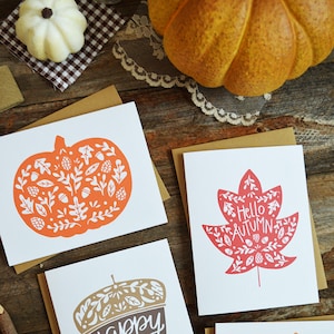 Colorful Fall Note Card Set, Thankful, Happy Fall, Hello Autumn ...