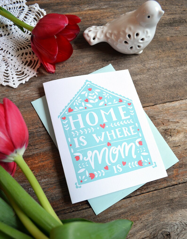 Home is Where Mom Is Mother's Day Card Pretty Heart - Etsy