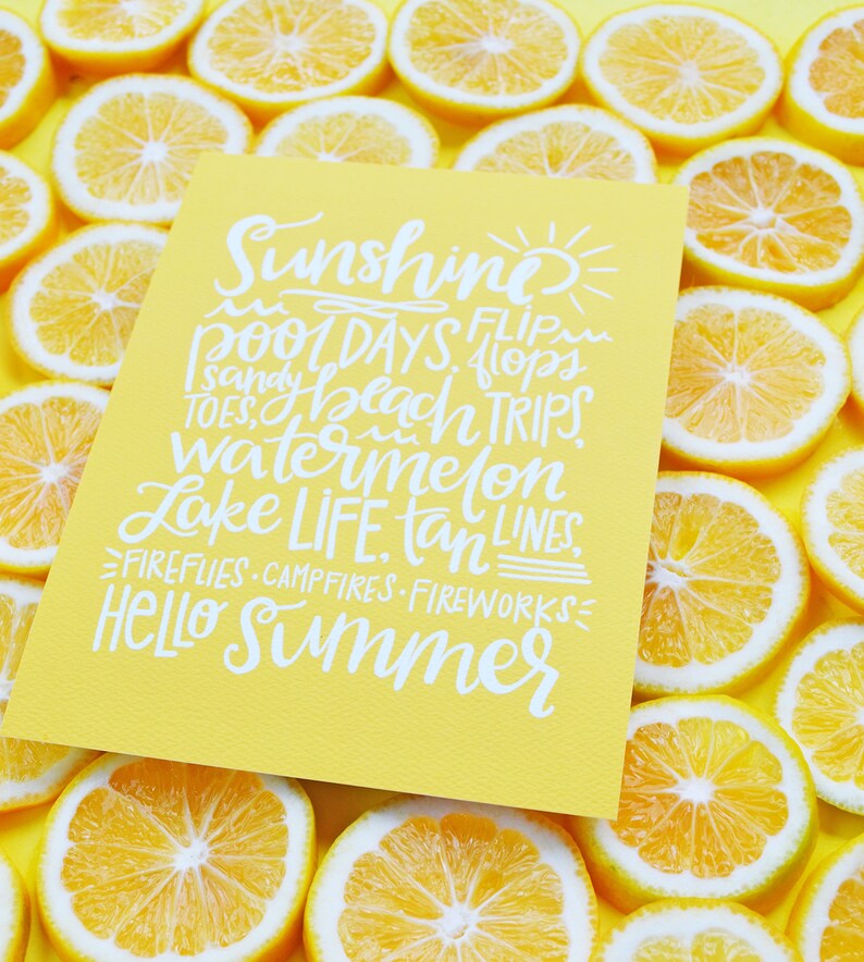Hello Summer Yellow Summer Vibes Sunshine Ocean Lake - Etsy
