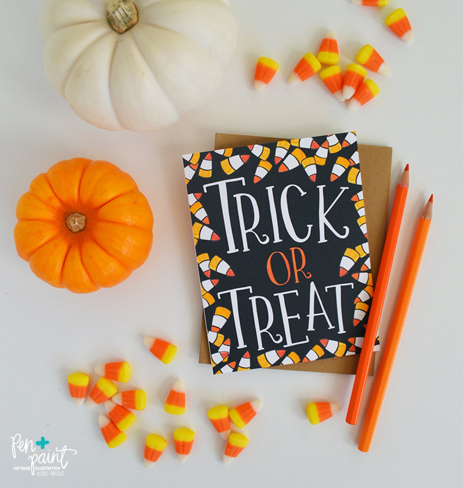 Trick or Treat Happy Halloween Seasonal Folded Note Card - Etsy