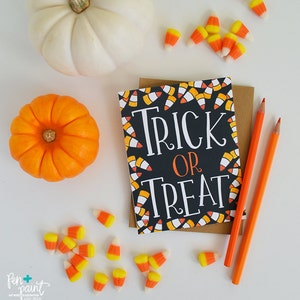 Trick or Treat, Happy Halloween Seasonal Folded Note Card, Autumn ...