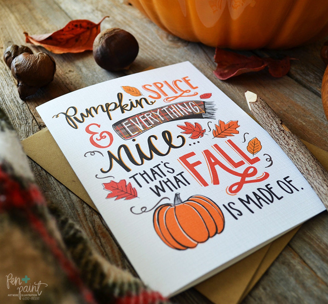 Fall Card, Pumpkin Spice & Everything Nice Greeting Card, Happy Fall ...