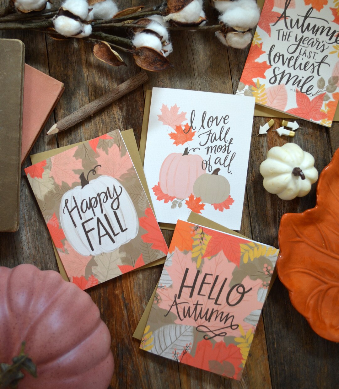 I Love Fall Most of All Set of Four Happy Fall Seasonal - Etsy