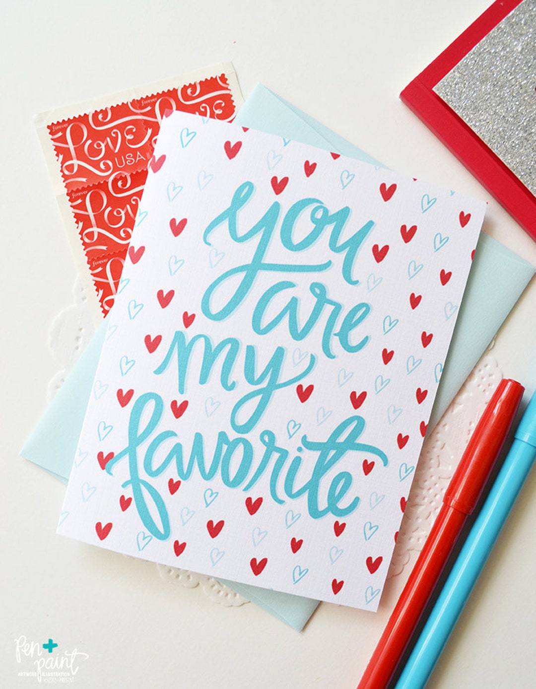 You Are My Favorite, Valentine, Galentine, Hand Lettered, Hearts, I ...