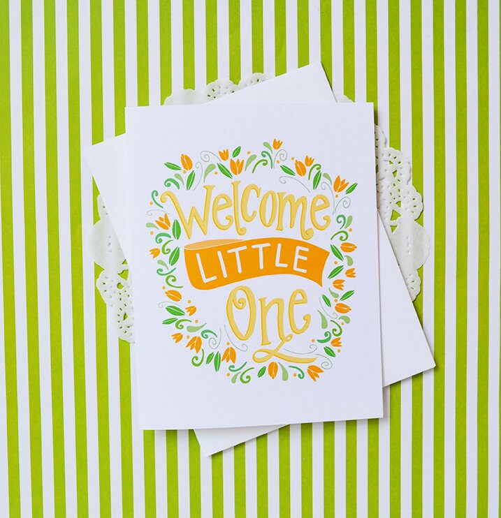 Welcome Little One, Yellow, Baby Shower, Baby Gift, Gender Neutral ...