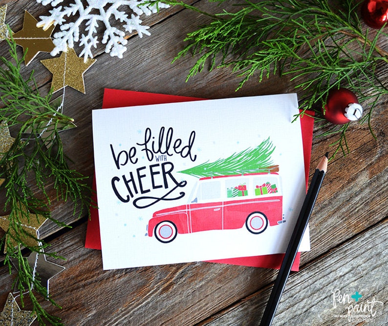 Be Filled With Cheer Christmas Card Seasonal Folded Note - Etsy