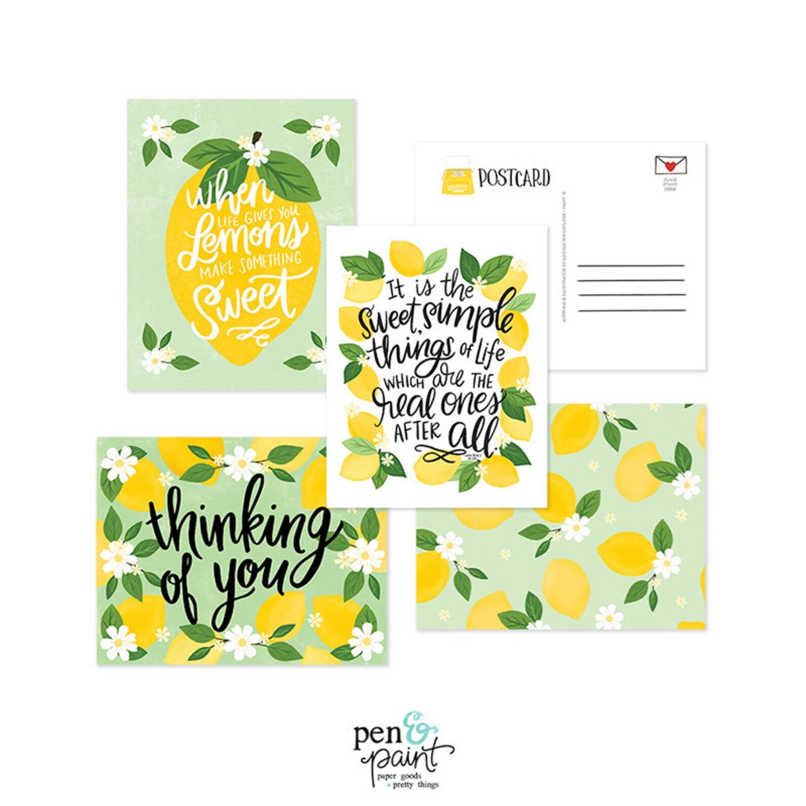 Sweet Lemons Postcard Set 8 Postcards When Life Give You | Etsy