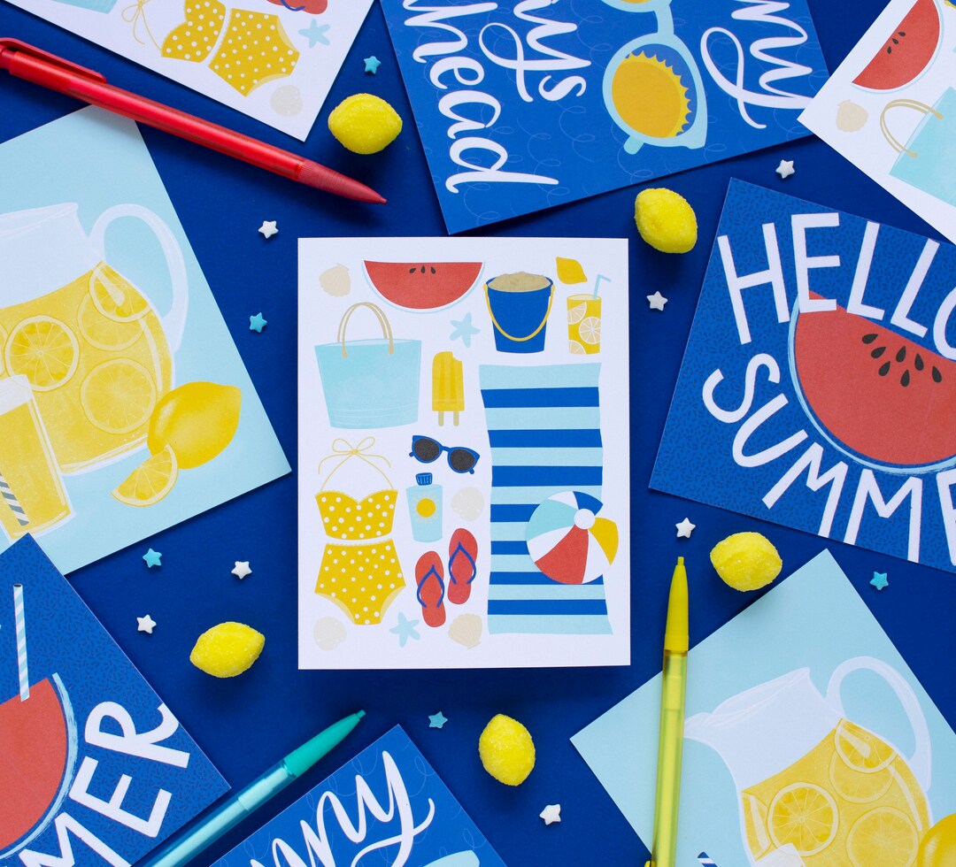 Hello Summerpostcard Set, 8 Postcards, Sunny Days Ahead, Summer ...