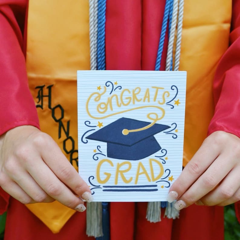 Congrats Grad Graduation Card Class of 2019 Cap and Gown | Etsy