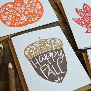 Colorful Fall Note Card Set, Thankful, Happy Fall, Hello Autumn ...