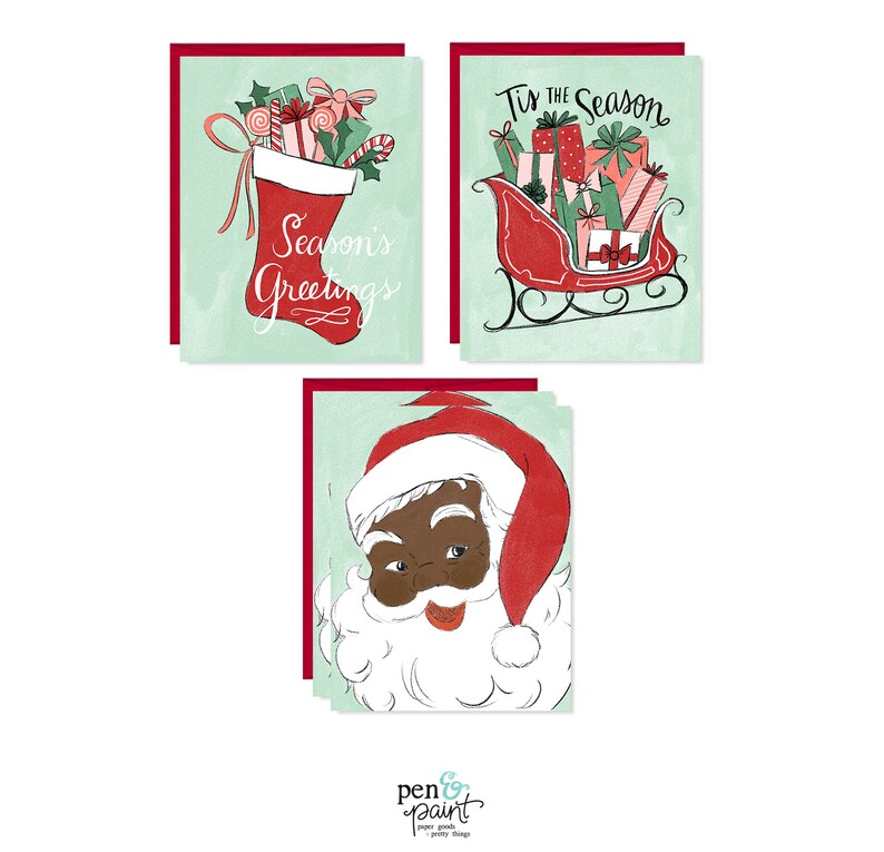 Set of four Hey Santa Black Santa Claus Season's | Etsy