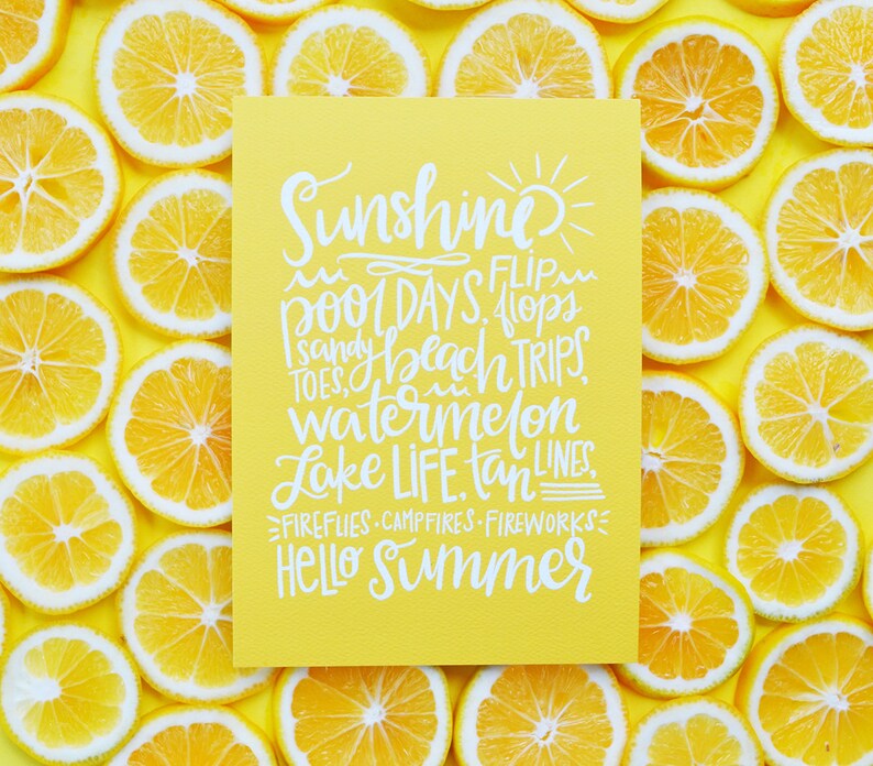 Hello Summer Yellow Summer Vibes Sunshine Ocean Lake - Etsy