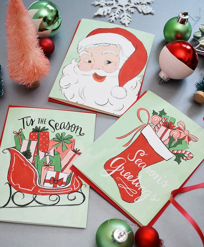 Set of four Hey Santa Santa Claus Season's Greetings | Etsy