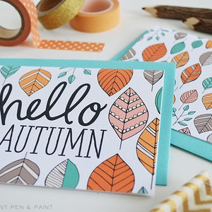 Happy Fall Set of FOUR Seasonal Folded Note Cards Autumn - Etsy