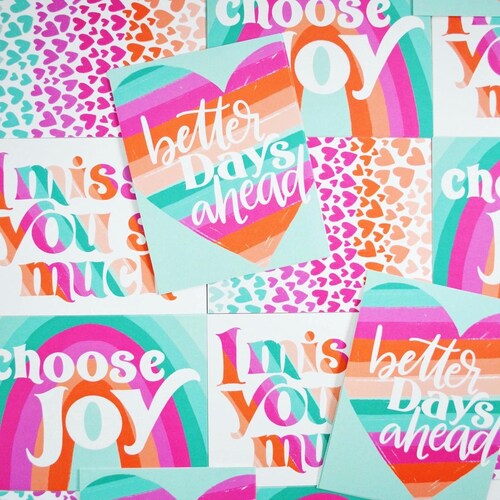 Just Peachy Postcard Set 8 Postcards Oh Happy Day Thinking - Etsy