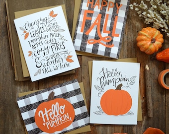 Happy Fall Seasonal Folded Note Cards Autumn Stationery - Etsy