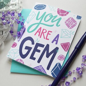You Are A Gem, Thanks, Thank You, Gems, Jewels, Illustration, Notecards ...