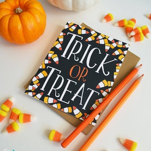 Trick or Treat, Happy Halloween Seasonal Folded Note Card, Autumn ...