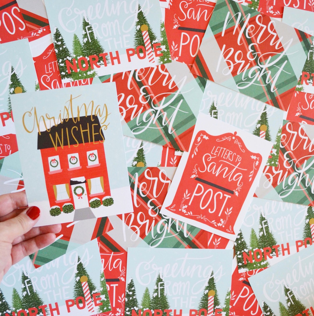 Christmas Wishes Postcard Set, 8 Postcards, Letters to Santa, Greetings ...